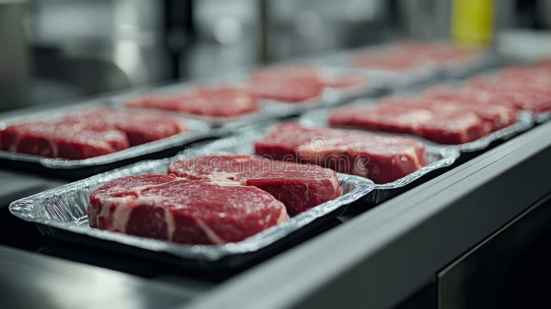 Raw Beef Steaks Packaged for Distribution Stock Illustration ...