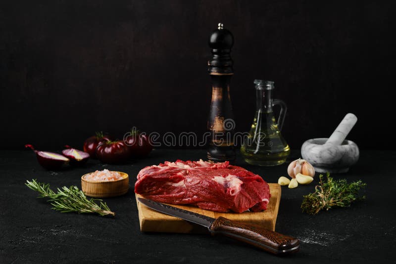 Raw Beef Top Round Roast with Spices Stock Photo - Image of barbecue ...