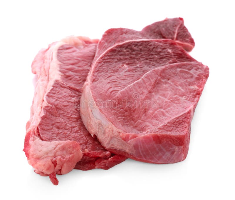 Raw Beef on White Background Stock Photo - Image of bacon, groceries ...