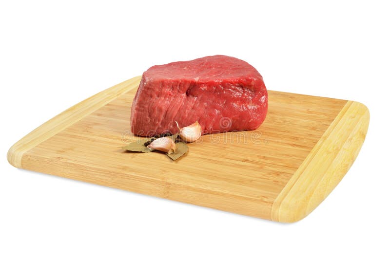 Raw Beef on wooden board stock photo. Image of butchered - 28478324