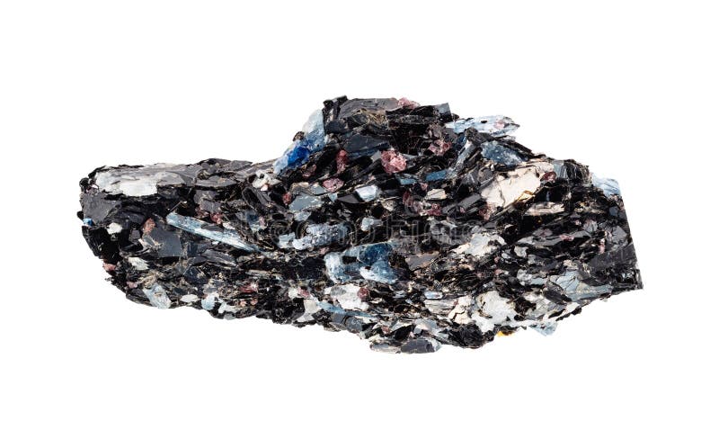 Raw Biotite Rock with Kyanite Crystals on Black Stock Photo - Image of ...