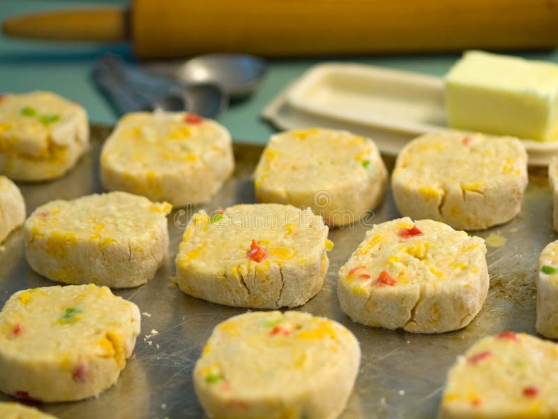 Raw Biscuits on a Baking Pan Stock Photo - Image of dinner, breakfast ...