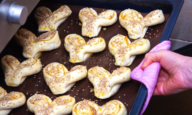 Raw Biscuits on a Baking Sheet, Ready To Cook Stock Image - Image of ...