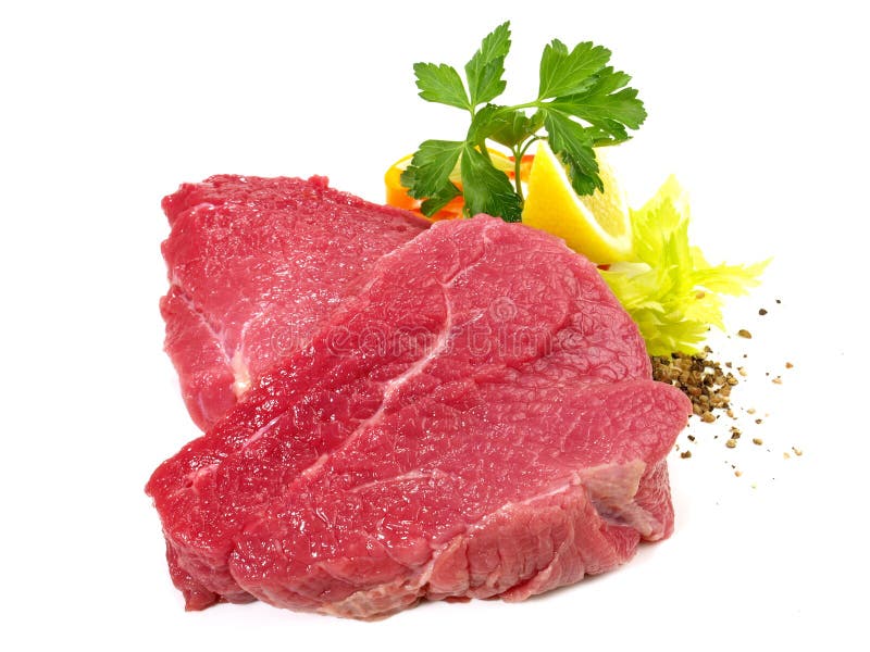 Raw Bison Steak - Raw Buffalo Meat on White Background Stock Photo ...