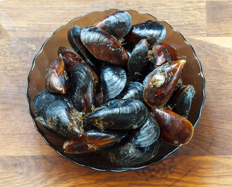 Raw Black Sea Mussels Ready To Cook Stock Photo - Image of fish, diet ...