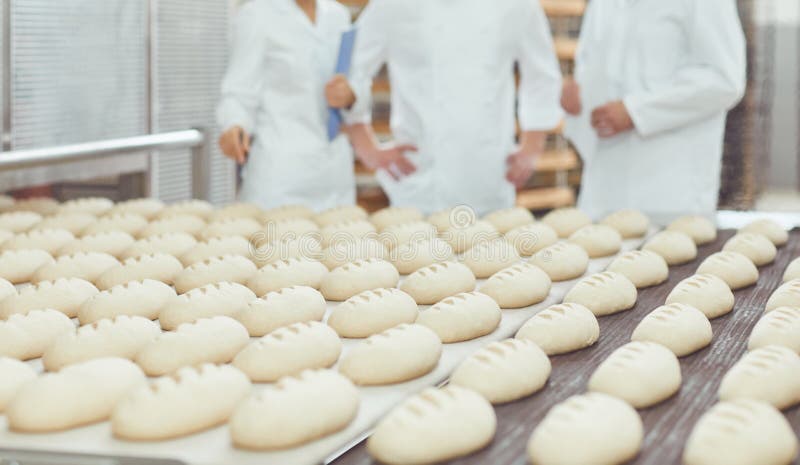 Automatic Bakery Production Line With Sweet Cookies On Conveyor Belt ...