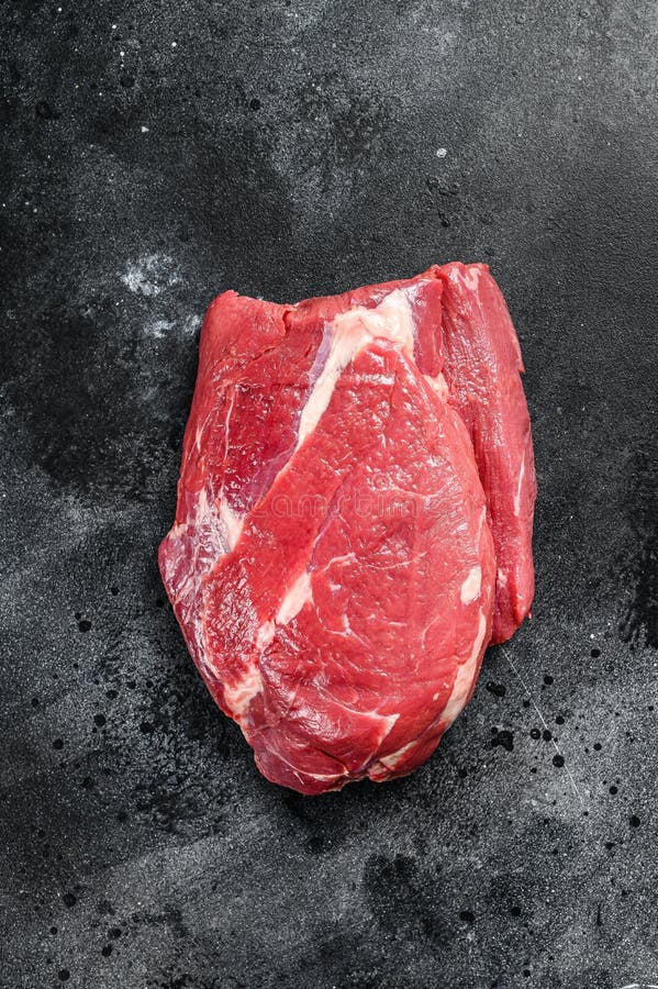 Raw Brisket Beef Cut. Black Angus Beef. Black Background Stock Photo ...