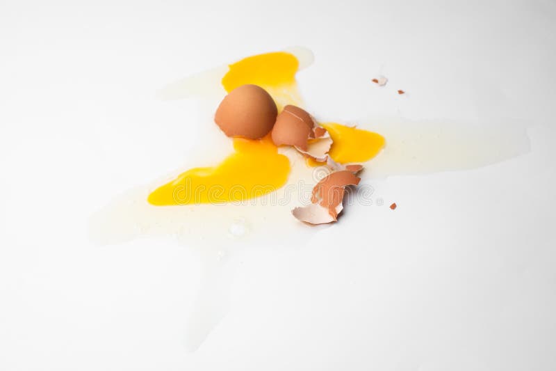 Raw Broken Egg on White Background, Top View Stock Image - Image of ...