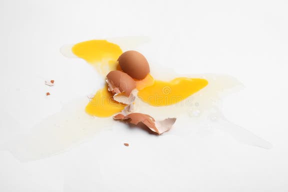 Raw Broken Egg on White Background, Top View Stock Image - Image of ...