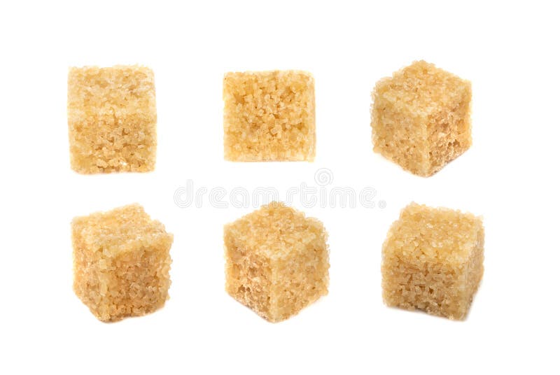 Raw Brown Cane Sugar Cubes Isolated on White Background Stock Image ...