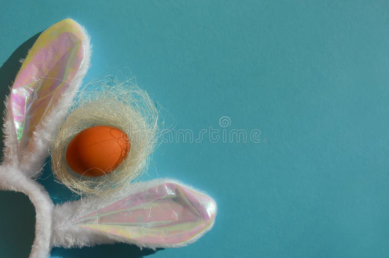 Chicken Egg and Rabbit Ears. Happy Easter. Preparation for the Spring ...