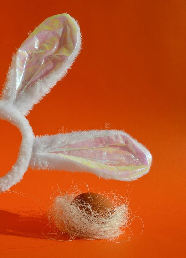 Chicken Egg and Rabbit Ears. Happy Easter. Preparation for the Spring ...