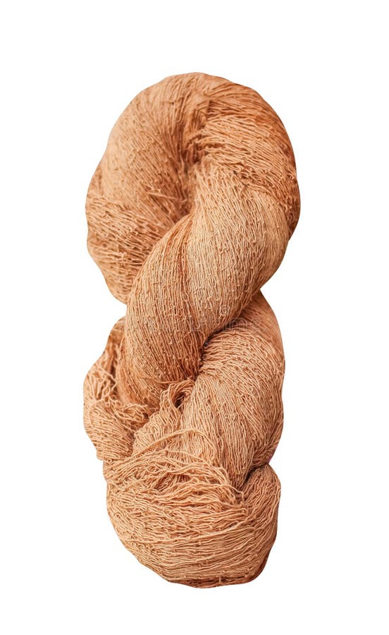 Raw Brown Cotton Thread Texture Isolated on White Background with ...