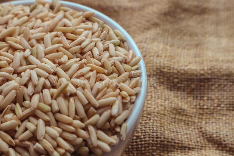 Raw Brown Rice in a Bowl. Top View Food Background Stock Image - Image ...
