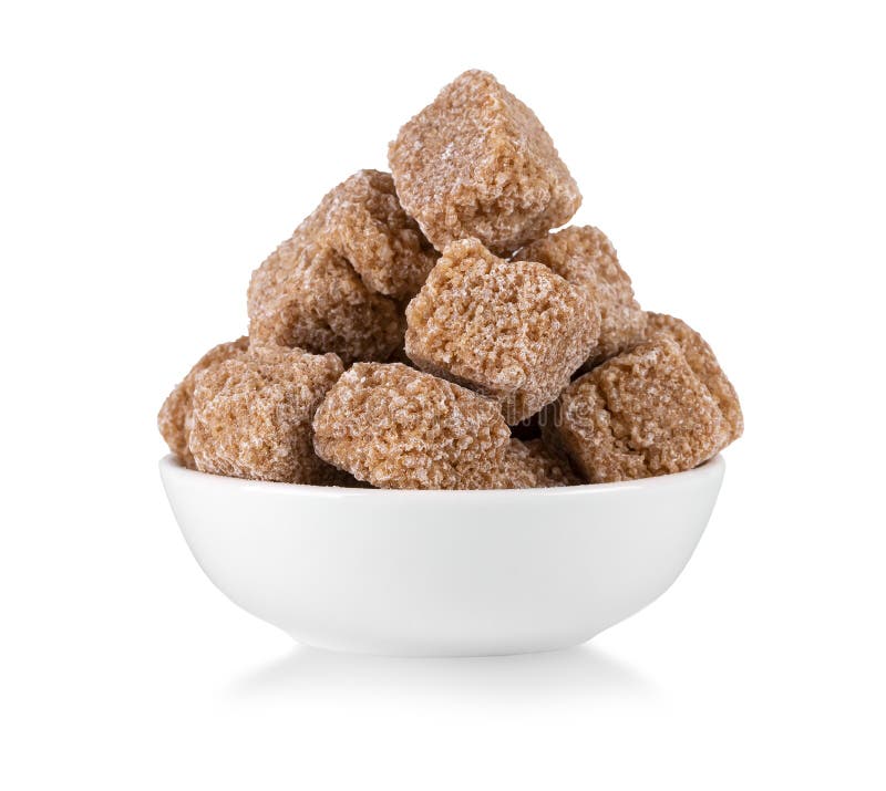 Raw of Brown Sugar Cubes Isolated on White Background Stock Photo ...
