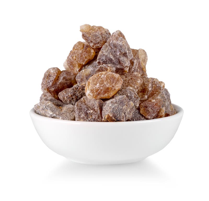 Raw of Brown Sugar Cubes Isolated on White Background Stock Photo ...