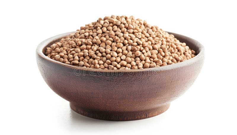 Raw Buckwheat in Bowl Isolated on White Stock Image - Image of isolated ...