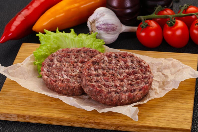 Raw burger cutlet stock photo. Image of cutlets, background - 182358938