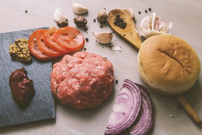 Raw burger stock image. Image of uncooked, allspice, pounder - 34570307
