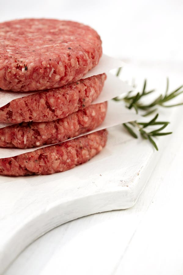 Raw Burgers for Hamburgers, in a Pile Stock Image - Image of dish ...