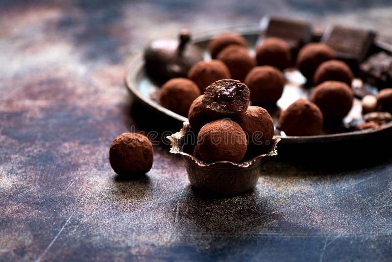 Raw Candy Truffles from Grated Cocoa Stock Image - Image of organic ...