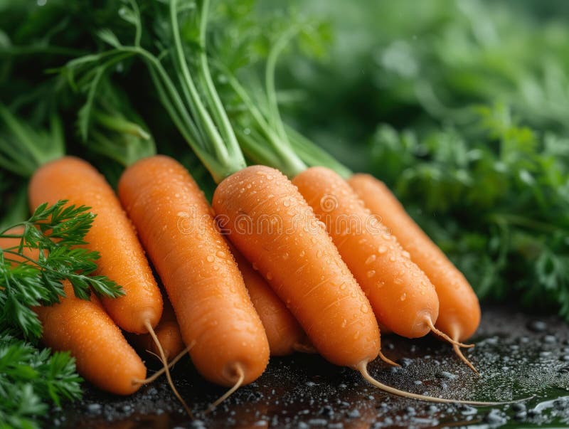 Raw Carrots with Tops on the Ground Stock Illustration - Illustration ...