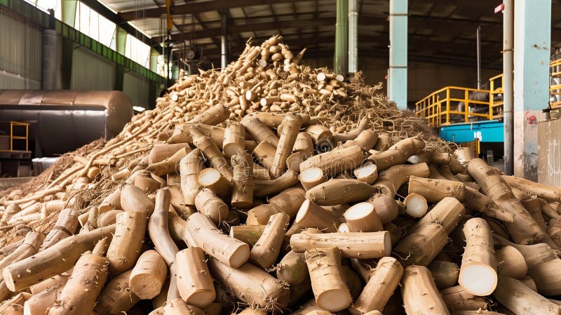 Raw Cassava Roots in Starch Factory Stock Illustration - Illustration ...