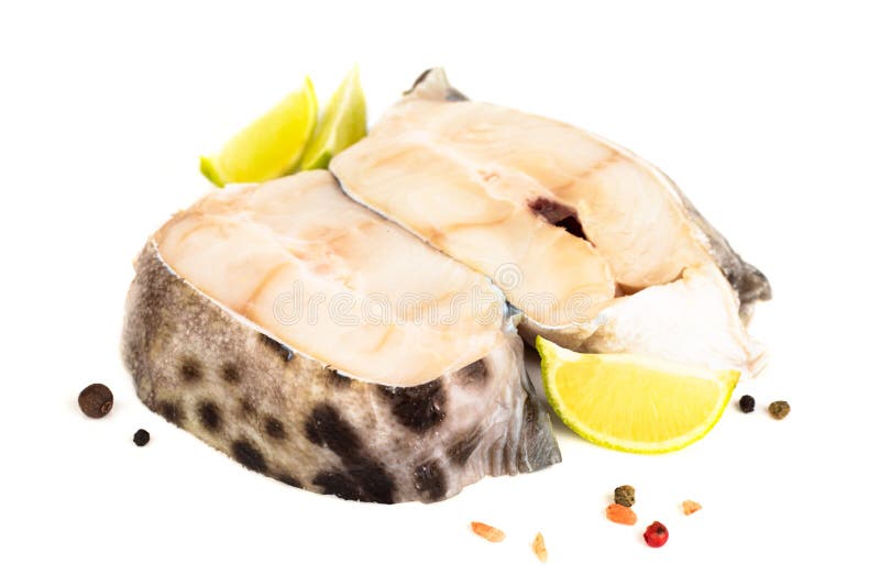 Raw Catfish Steak Meat Isolated Stock Photo - Image of pepper, salt ...