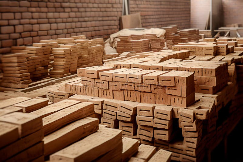 Raw Cement Material for Red Brick Manufacturing Stacked on Floor Stock ...