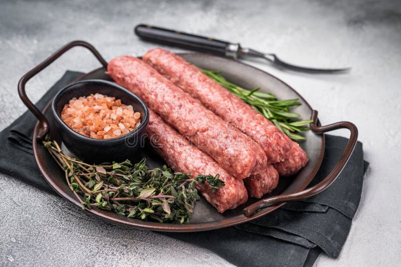 Raw Cevapcici Ready for the Grill, Fresh Cevapi from Mince Beef Meat ...