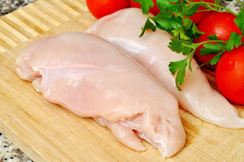 Raw and Fresh Meat. Whole Chicken Breast Uncooked and Uncut Stock Image ...