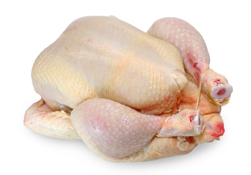 Raw, Whole Chicken on a White Background Stock Image - Image of skin ...