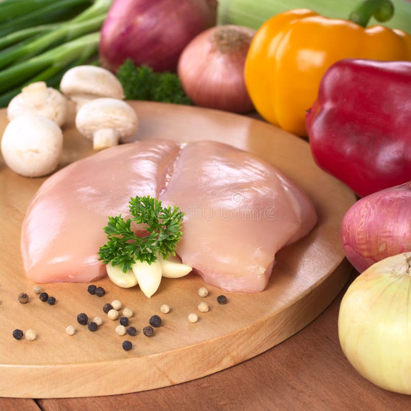 Raw Chicken Breast stock photo. Image of ingredient, garlic - 19683214
