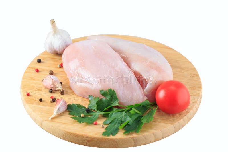 Raw Chicken Breasts on a White Background. Stock Image - Image of ...