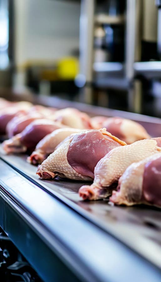 Raw Chicken on Conveyor Belt Highlighting Essential Food Hygiene and ...
