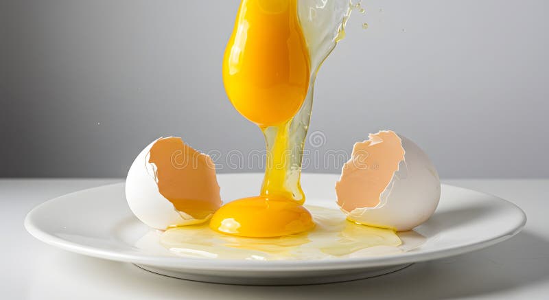 Raw Chicken Egg Drop. Dramatic Food Action Shot Stock Illustration ...