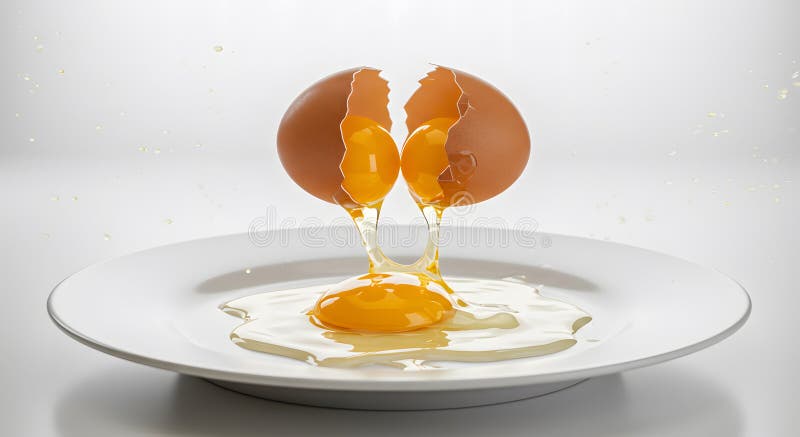 Raw Chicken Egg Drop. Dramatic Food Action Shot Stock Illustration ...