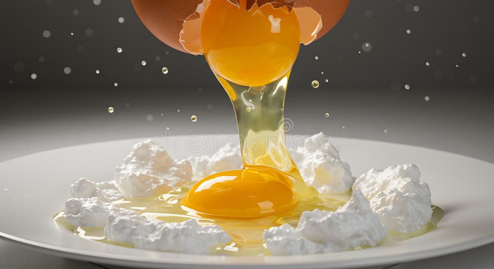 Raw Chicken Egg Drop. Dramatic Food Action Shot Stock Illustration ...