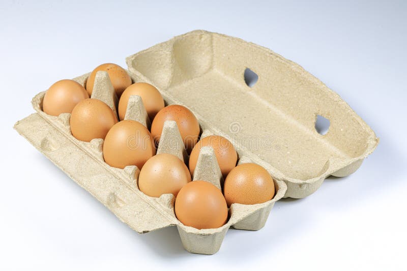 Raw of Chicken Eggs in Egg Box Made from Recycle Material in Nature ...