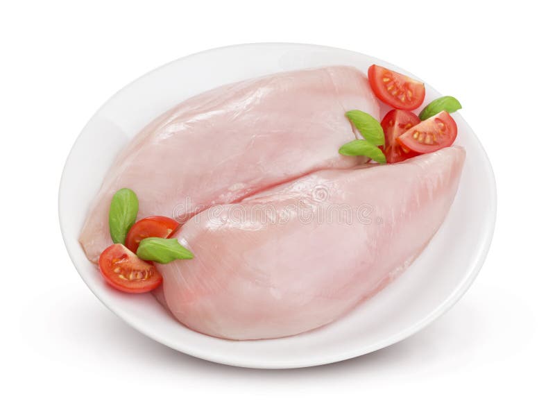 Raw Chicken Fillet on White Background. Chicken Breast Isolated with ...