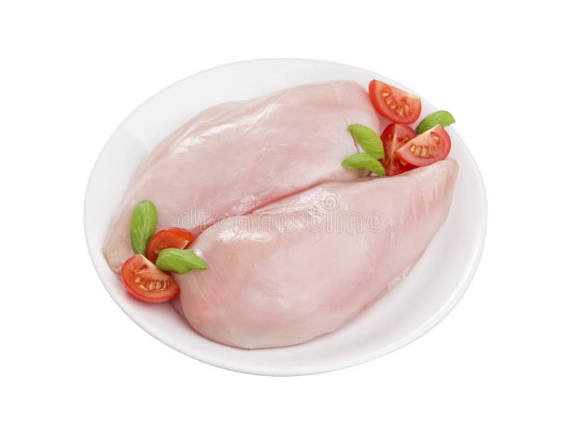 Raw Chicken Fillet on White Background. Chicken Breast Isolated with ...