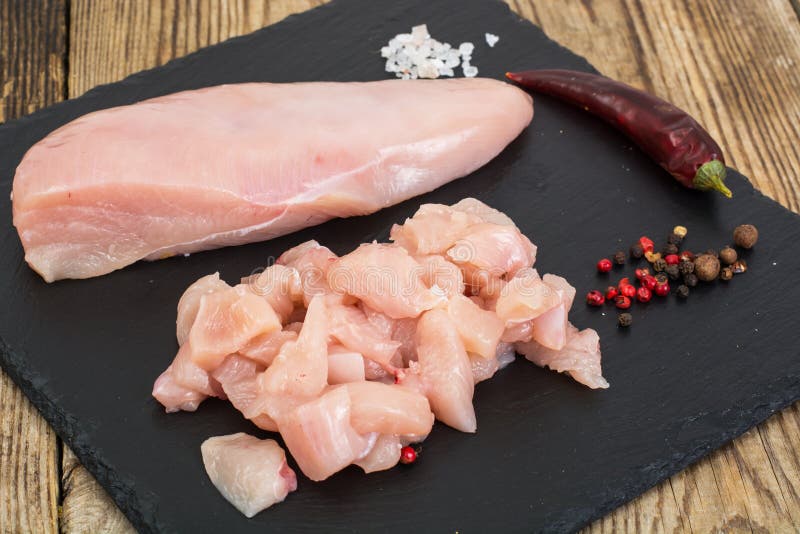 Raw Chicken Fillet, Cut into Small Pieces Stock Photo - Image of piece ...