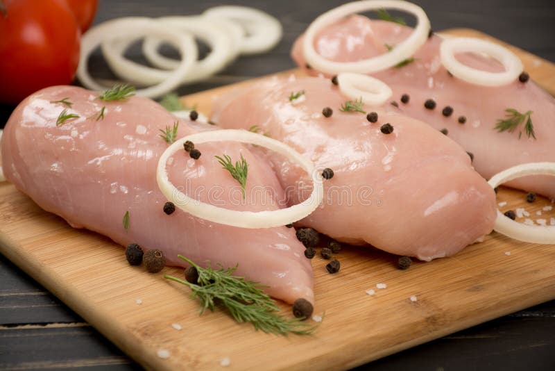 Raw chicken fillet stock image. Image of salt, wooden - 87787153