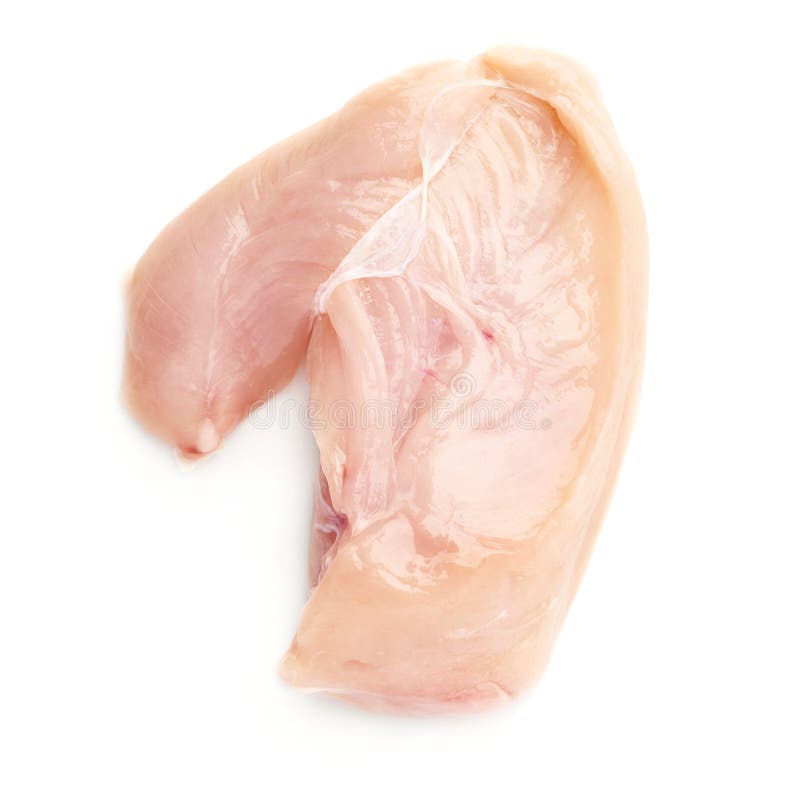 Raw Chicken Fillet Cutted into Pieces Isolated Over White Background ...