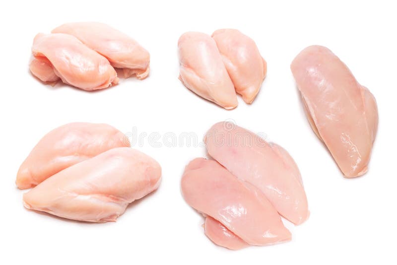 Raw Chicken Fillet Isolated on White Background Stock Image - Image of ...