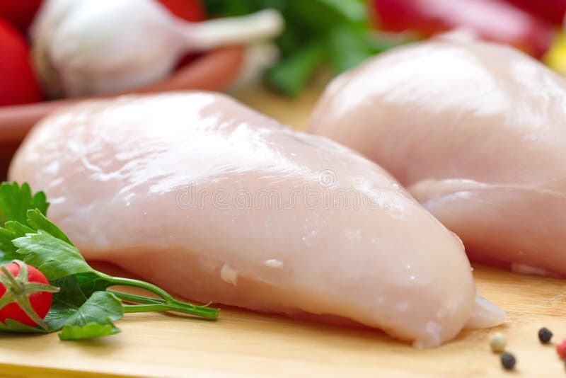 Raw Chicken Fillet Prepared for Cooking Stock Photo - Image of pink ...