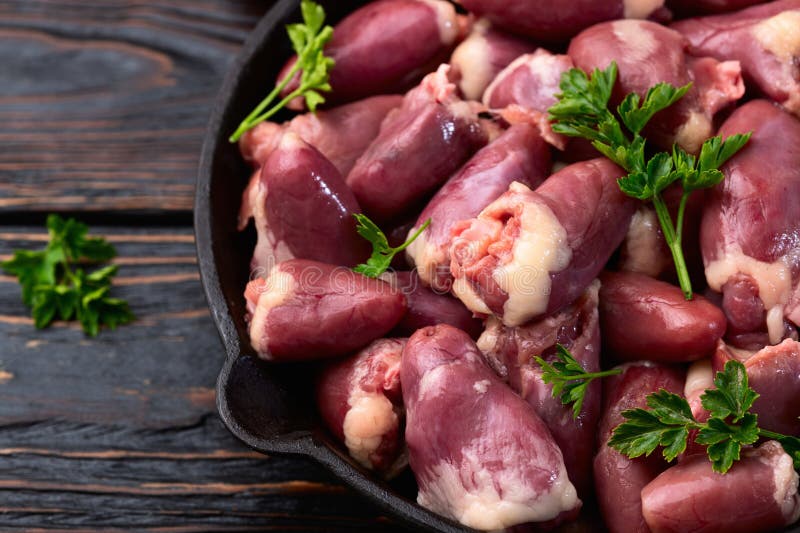 Raw Chicken Giblets Hearts , Meat Background Stock Photo - Image of ...