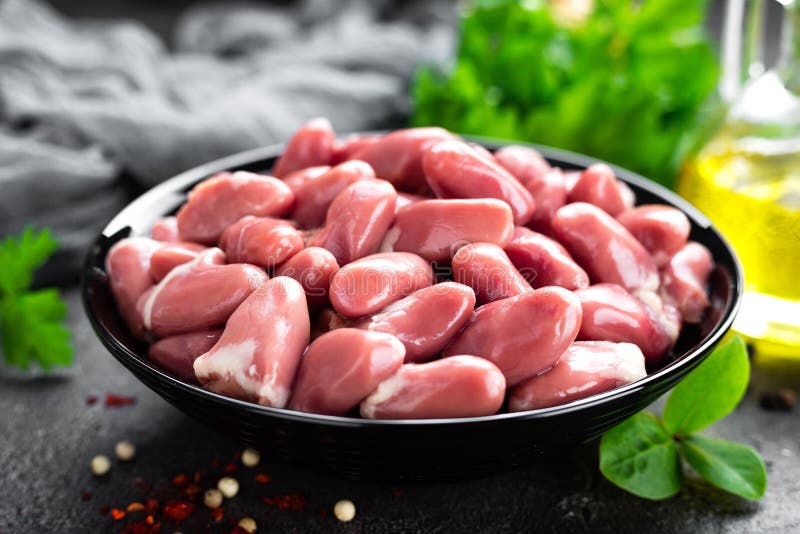 Raw Chicken Hearts. Fresh Chicken Hearts Stock Image - Image of ...