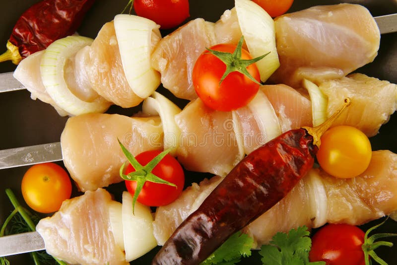 Raw chicken kebabs stock image. Image of nutrition, cooking - 14944335