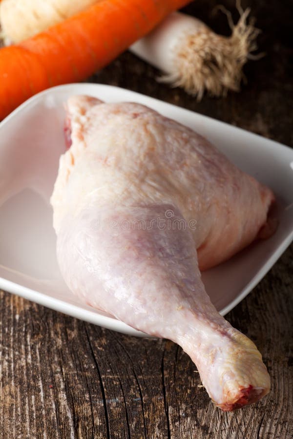 Raw chicken leg stock image. Image of carrot, cuisine - 21560113